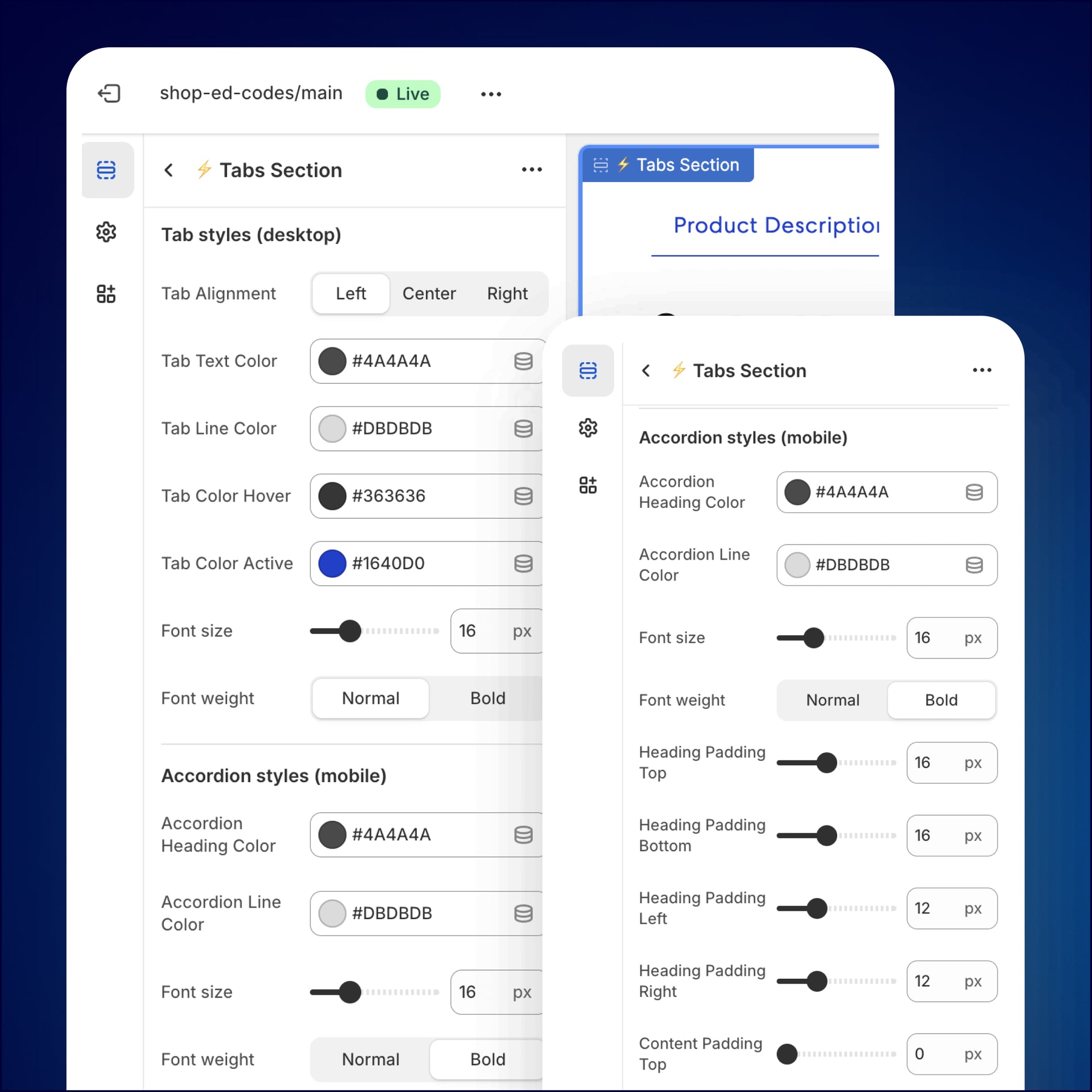 Tabs Section for Shopify – Shop Ed Codes