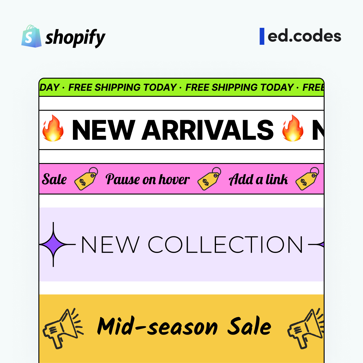 Scrolling Marquee Section for Shopify – Shop Ed Codes