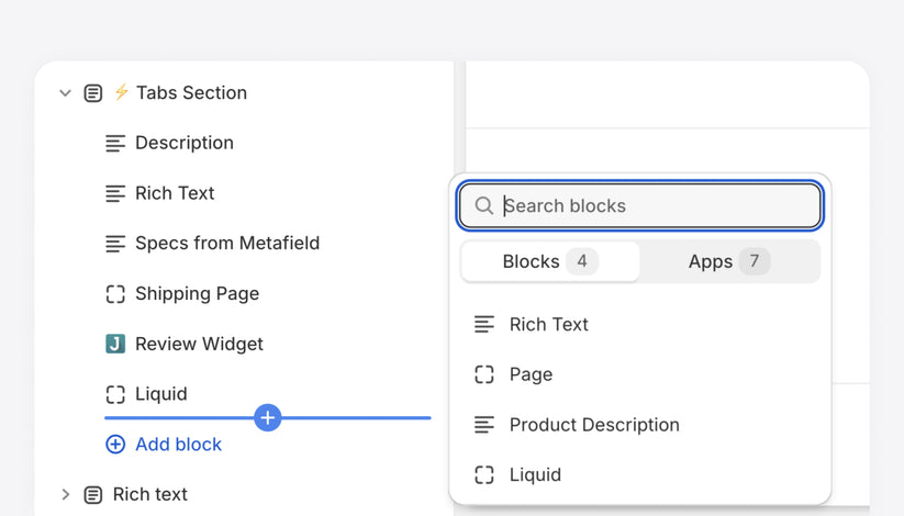 Tabs Section for Shopify – Shop Ed Codes